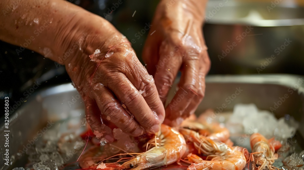 The process of peeling and deveining shrimp is a meticulous but ...