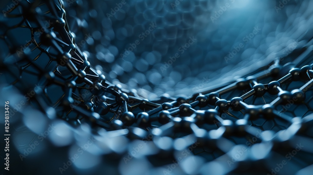 A close-up of a carbon nanotube, a structure made of carbon atoms ...