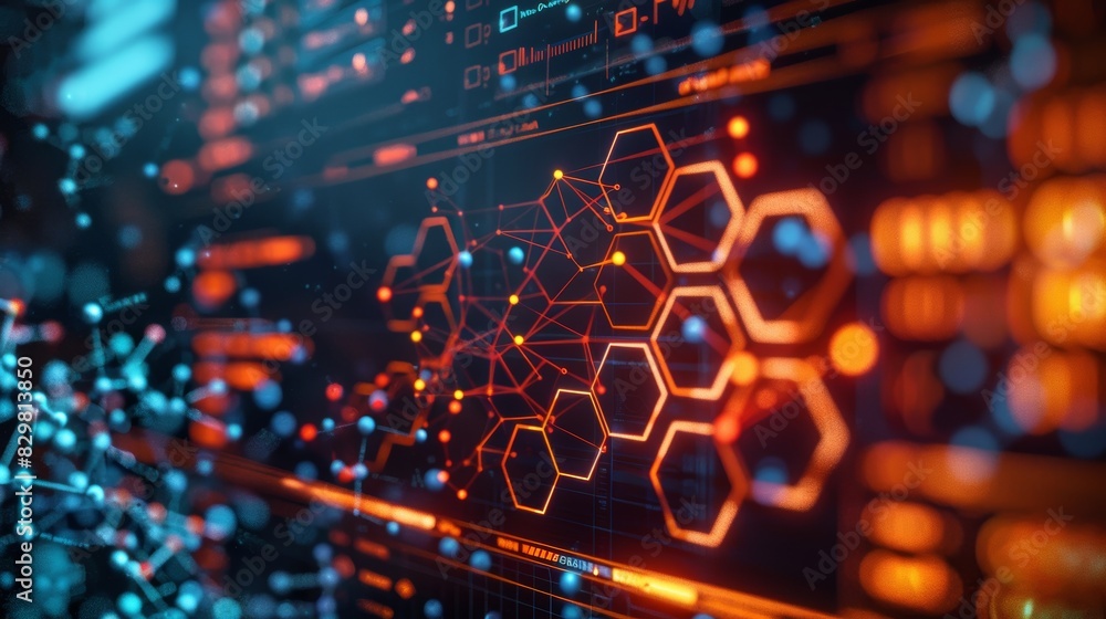 A close-up photograph of a computer screen displaying a molecular ...