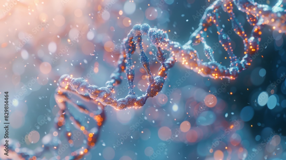 A detailed illustration of a DNA molecule, with its double helix ...