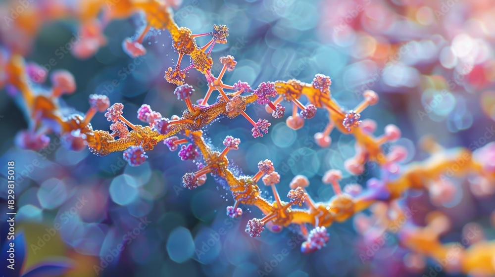 A digital representation of a RNA molecule, showcasing its single ...