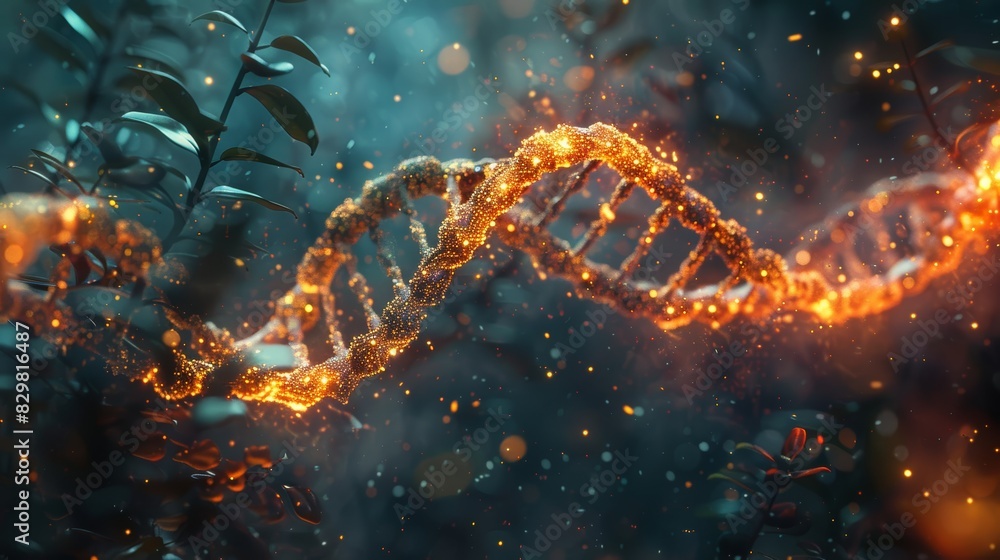 An artistic representation of a gene mutation, with a DNA strand ...