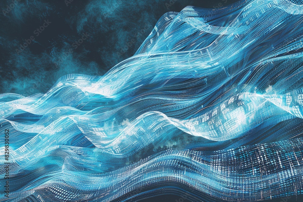 Futuristic data visualization: A dynamic composition of blue water ...