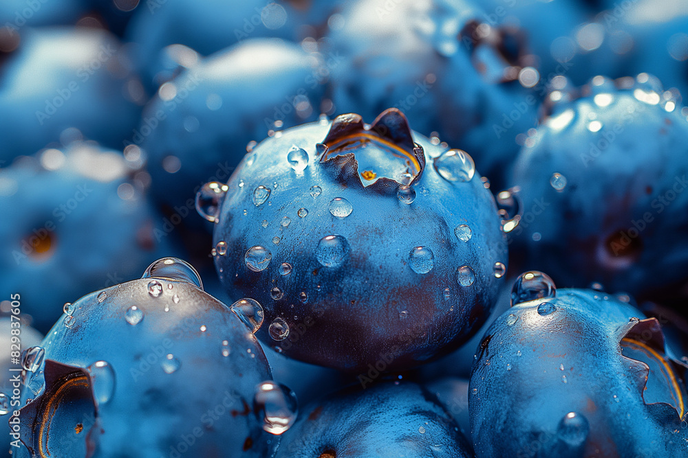 blue berries with water drops, Immerse yourself in the fresh and ...