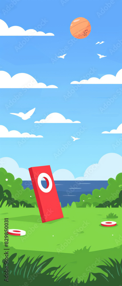 cornhole game flat design front view picnic gathering laughter theme ...