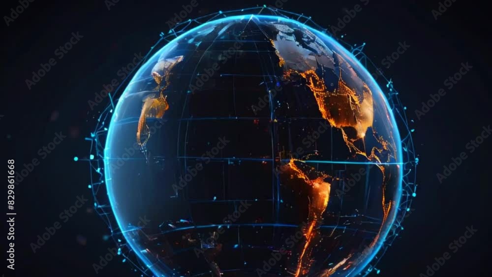 Planet Earth Abstract cyber world, Blue Sphere Science Digital ...