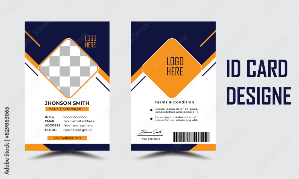 Modern Identity Card With 2 colours . Id Card Layout with Blue and ...