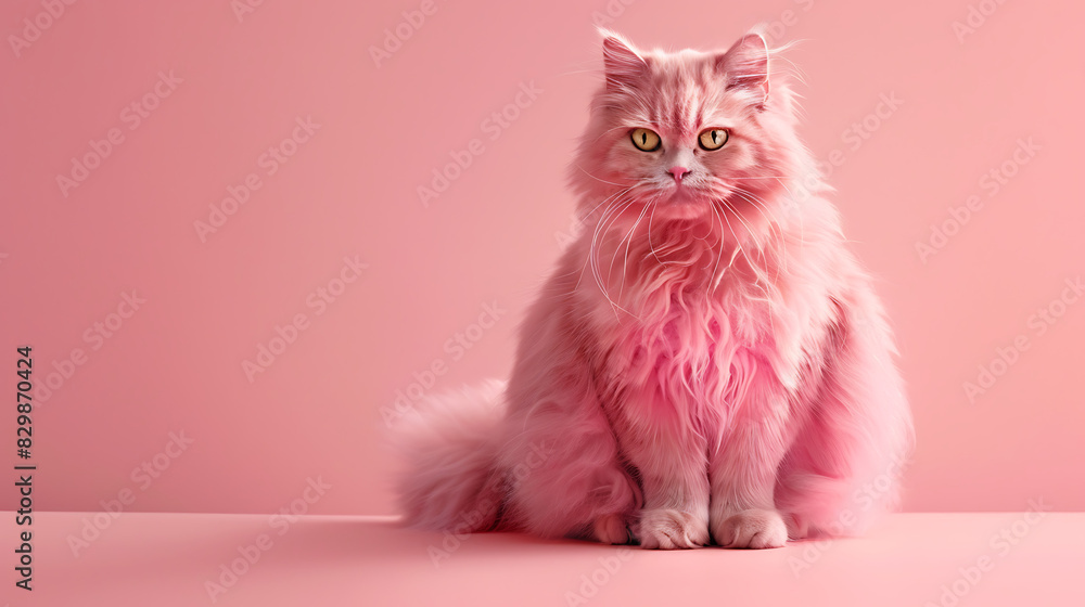 Cute fluffy pink cat, a friend create great happiness in human life ...