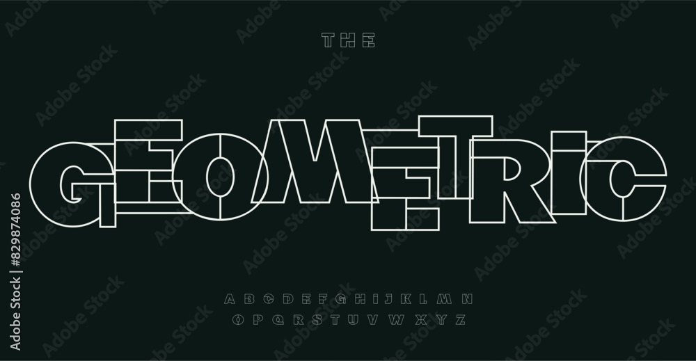 Geometric lines alphabet, bold contour letters, modern outline font ...