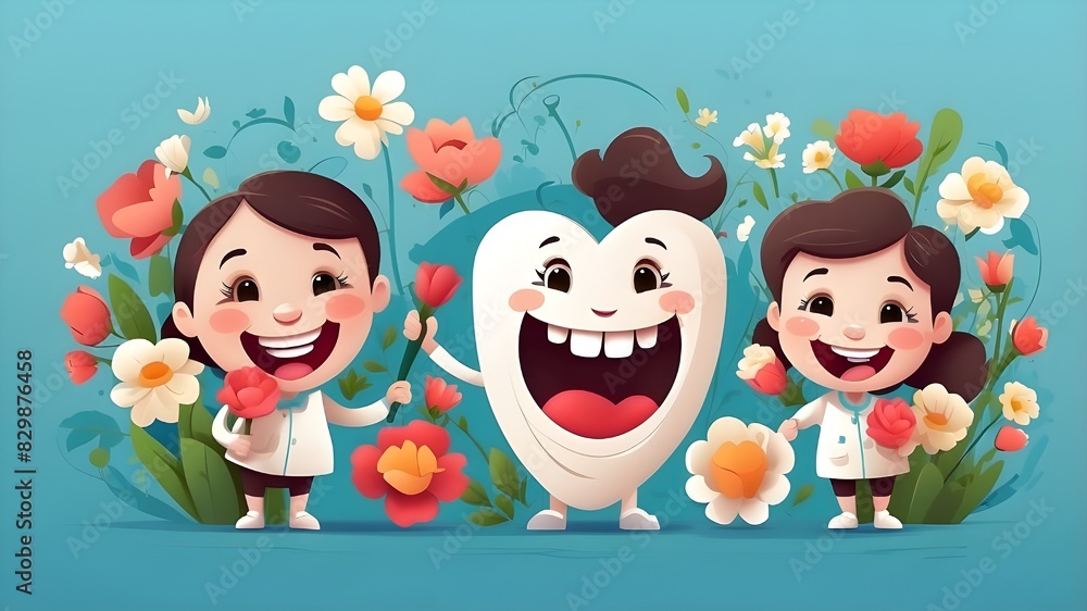 Dental Diagram for the Day Mother's Idea Mother Characters with happy ...