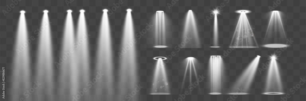 Light sources, concert lighting, spotlights. Concert spotlight with ray ...