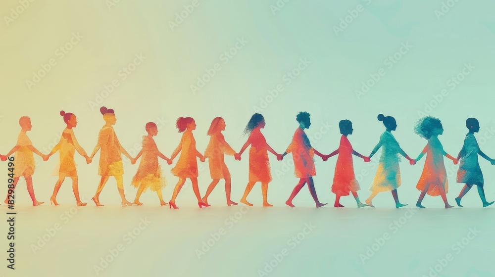 Create a minimalist digital artwork featuring people connecting in a ...