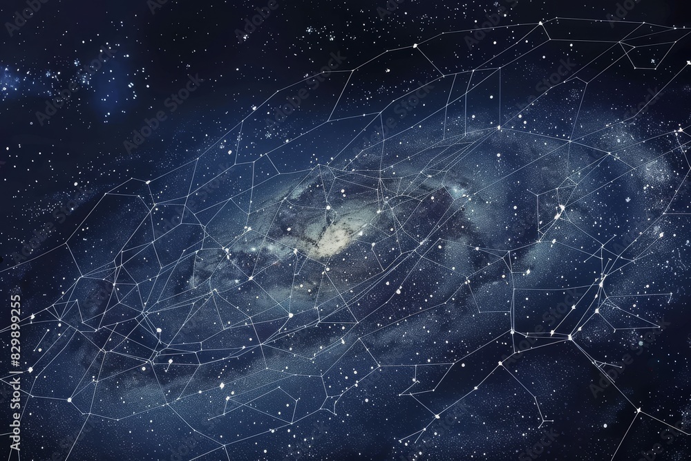 Stellar Map Overlaying the Milky Way: An Artistic Astronomical Diagram ...