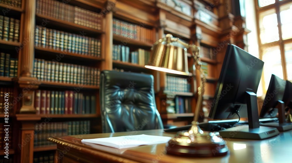electronic case management system on computer screen in judicial office ...