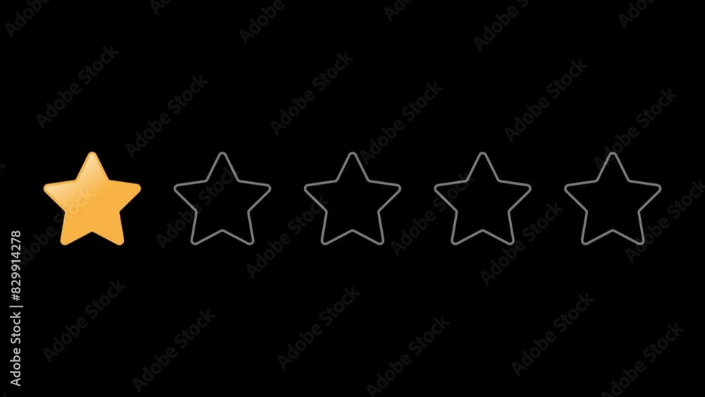 1 star rating animation. Alpha channel, transparent background. 4K ...