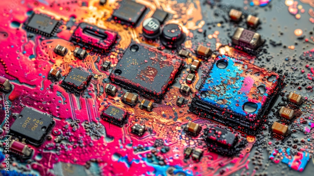 The image shows a close-up of a computer circuit board. The board is ...