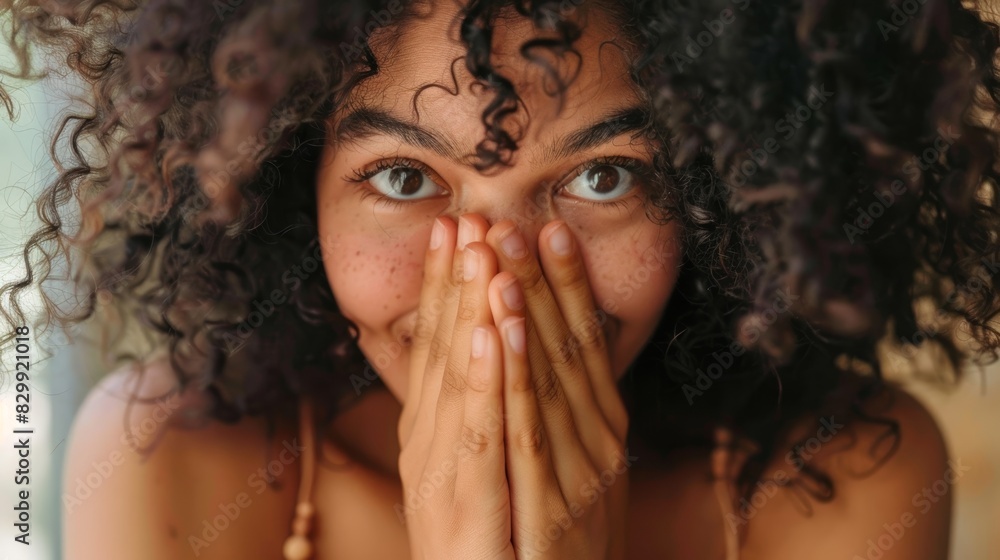 Hand, woman, and man cover victim's lips, gbv, me, risks in street ...