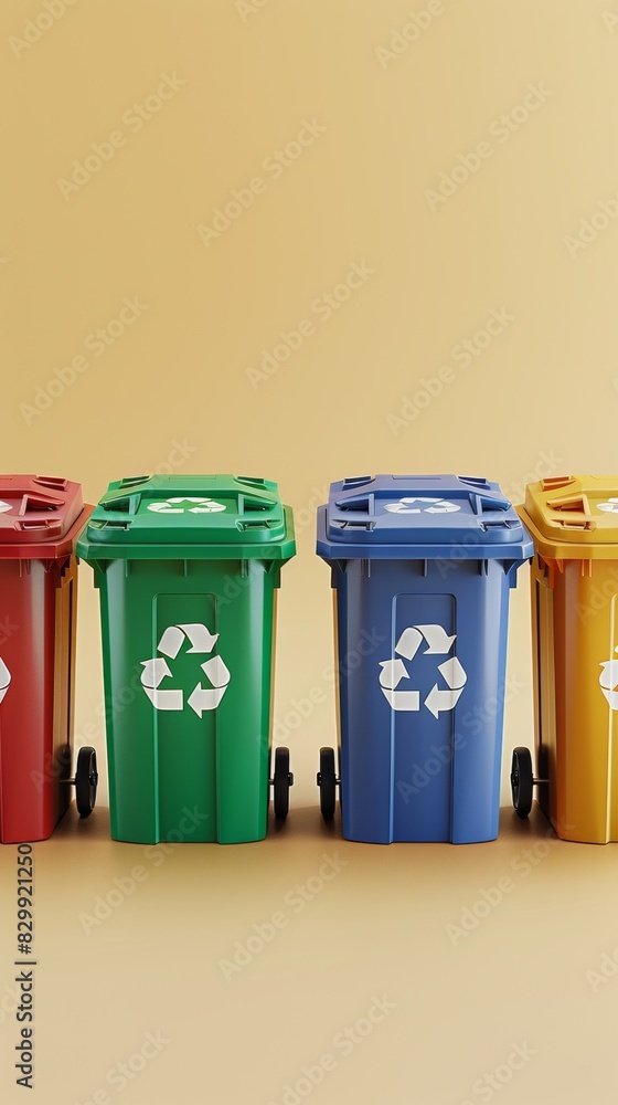Visual Guide to Recycling. Array of colorful recycling bins, each ...