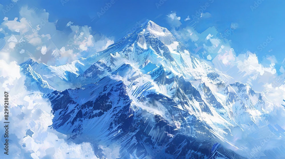 majestic mount everest summit covered in snow loftiest peak on earth ...