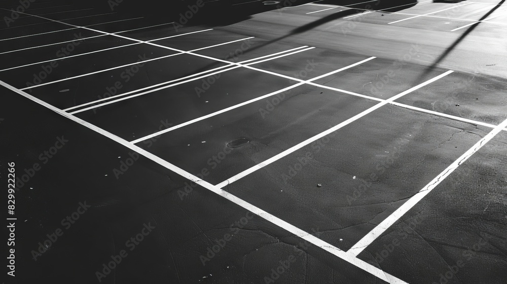 minimalist aerial view of an empty parking lot with geometric patterns ...