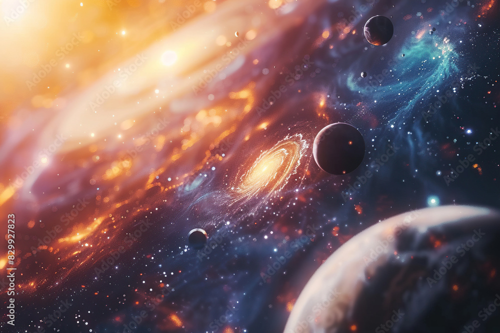 Generative ai on theme of parade of planets in solar system, bright ...