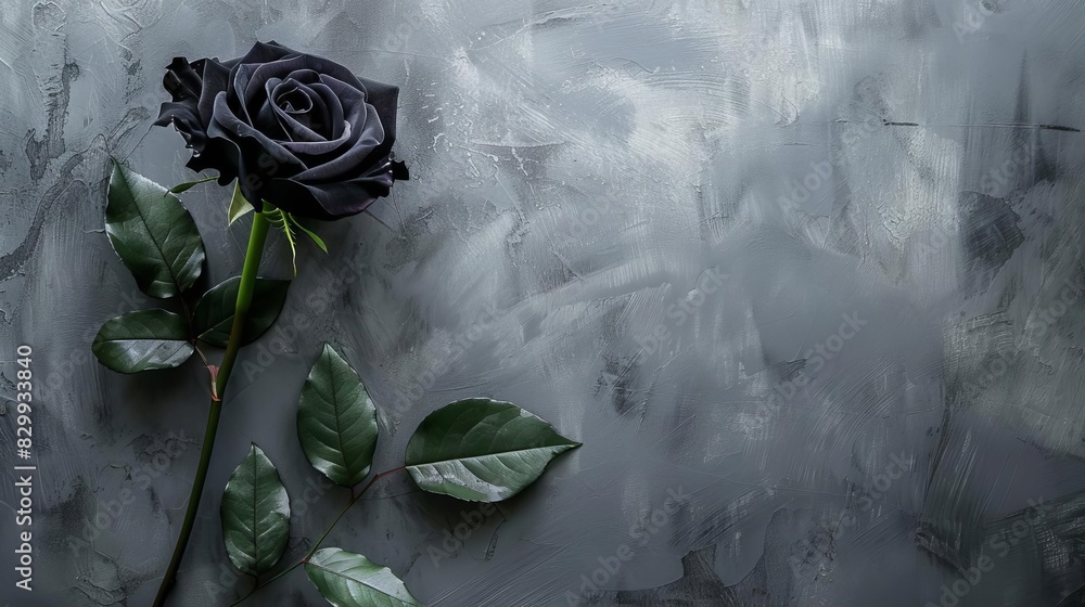 minimalist sympathy card with black rose on muted grey background ...