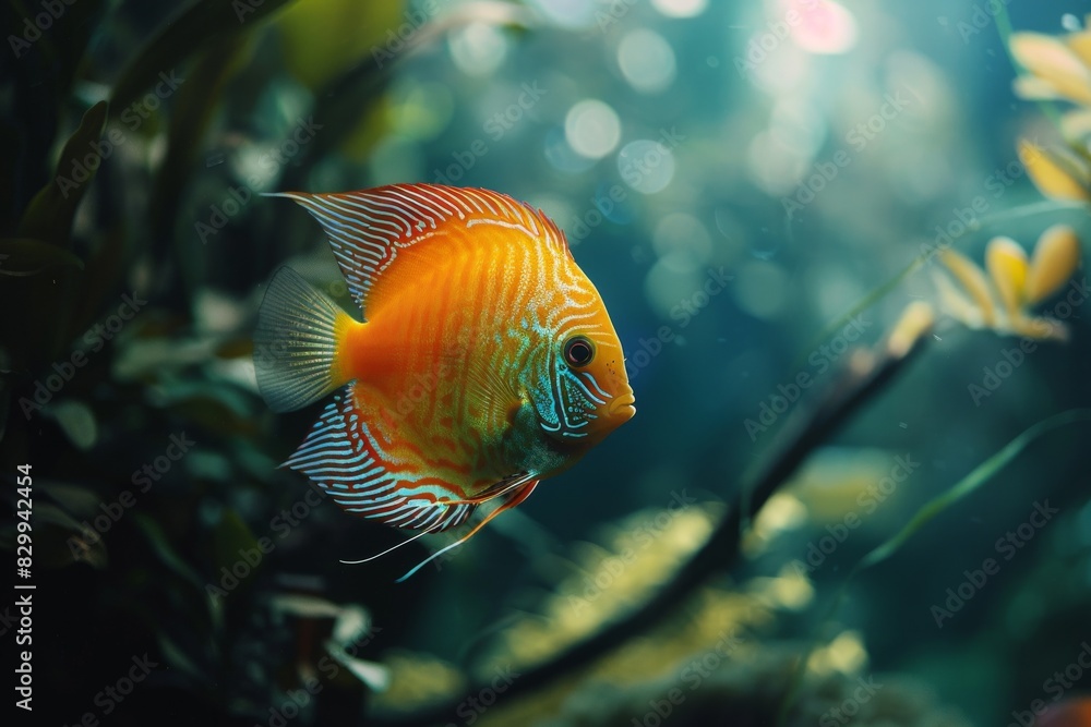 Vibrant discus fish (symphysodon aequifasciatus) featuring stunning ...