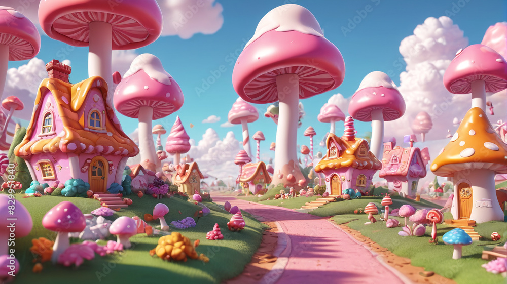 Candy land world depicted in a sweet game landscape vector. Features a ...