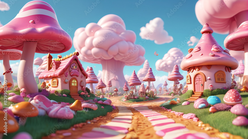 Candy land world depicted in a sweet game landscape vector. Features a ...