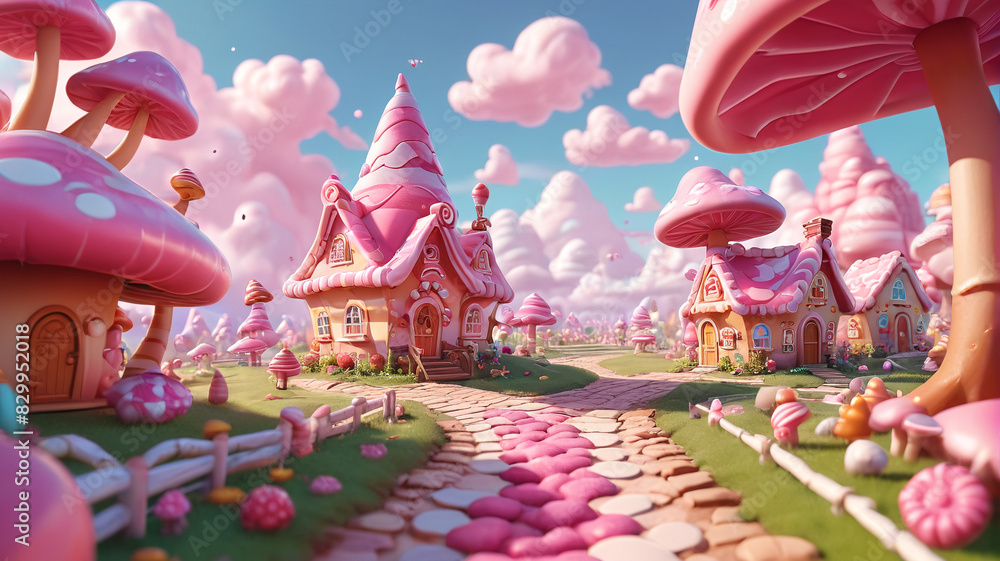 Candy land world depicted in a sweet game landscape vector. Features a ...