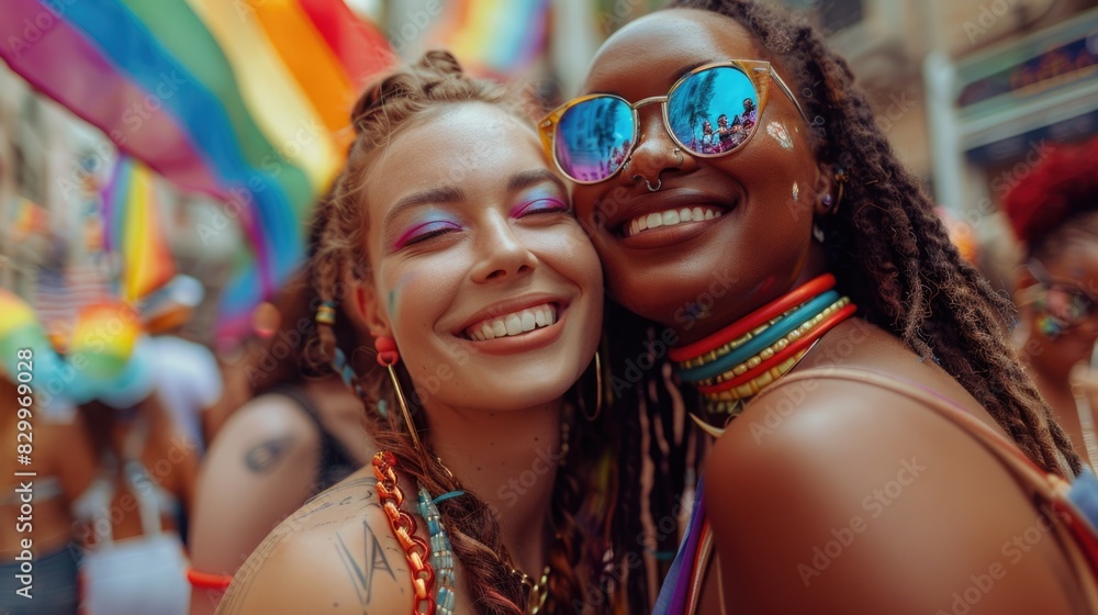 Girls LGBTQ community pride month visual album full portrait with pride ...