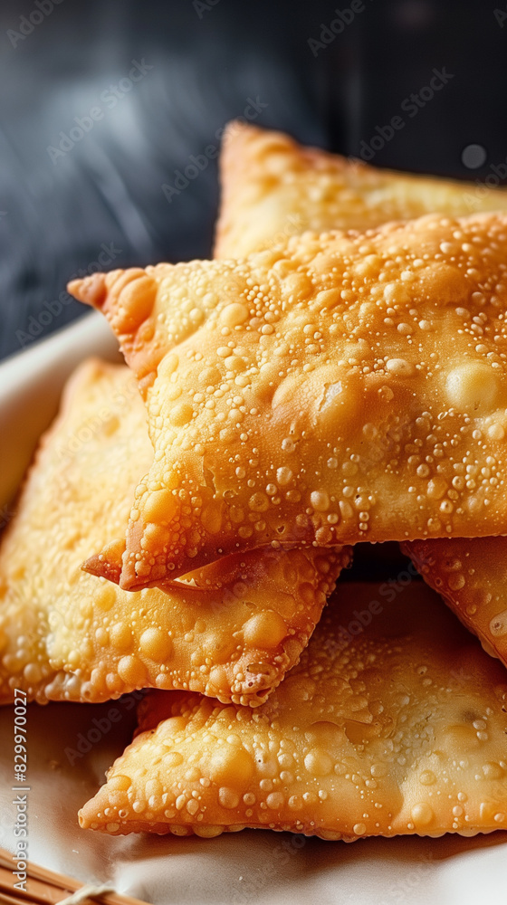 Pastel frito em uma bandeja Stock Photo | Adobe Stock