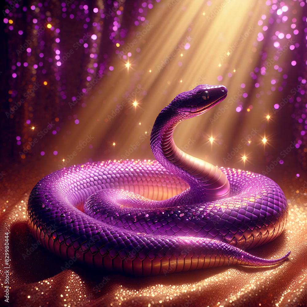 Chinese Purple Snake Symbol of 2025 on Golden Background Stock ...
