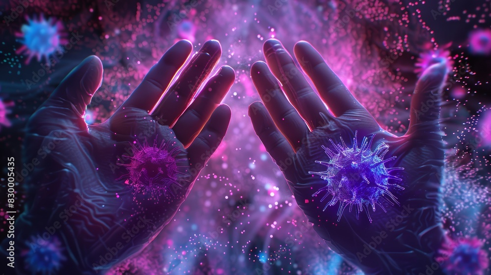 Foto de Hand Sanitizer Digital Poster - UV Light Germ Illustration ...