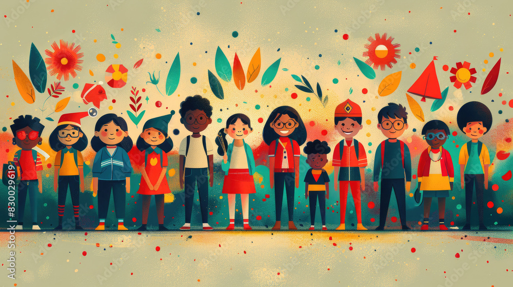 festive back-to-school parade, with happy kids marching through the ...