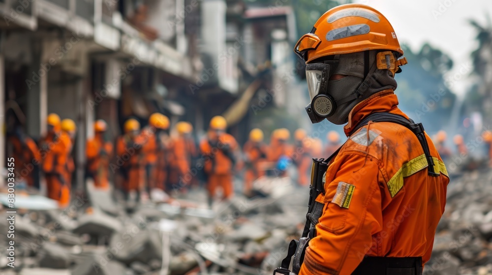 The rescue team working after earthquake. Earthquake rescue operations ...