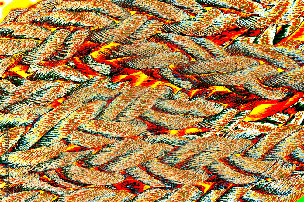 synthetic thick red ship's rope in a modified color scheme, colorful ...
