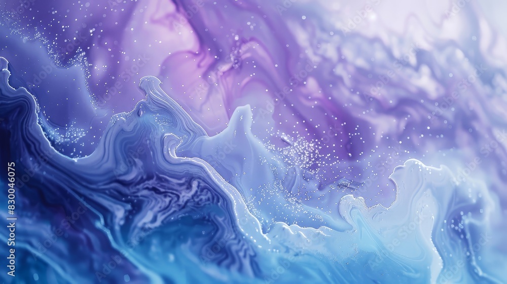 Frosty wallpaper with marbled pastel blue and purple textures glowing particles and icy sheen ...