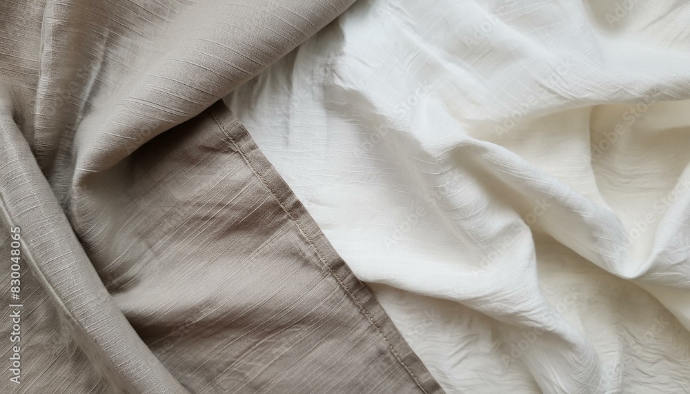 White crumpled linen fabric texture background. Natural linen organic ...