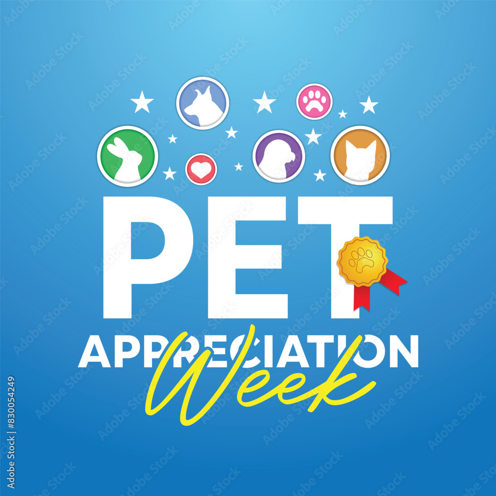 Pet Appreciation Week. Medal,cat, dog, bird and more. Great for cards ...