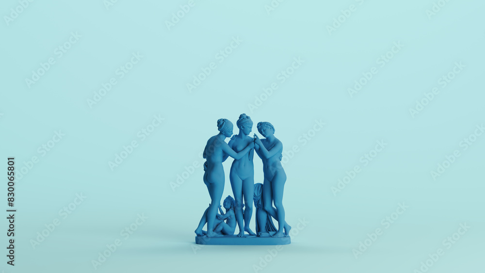 Blue the three graces daughters of Zeus embracing sculpture goddesses ...