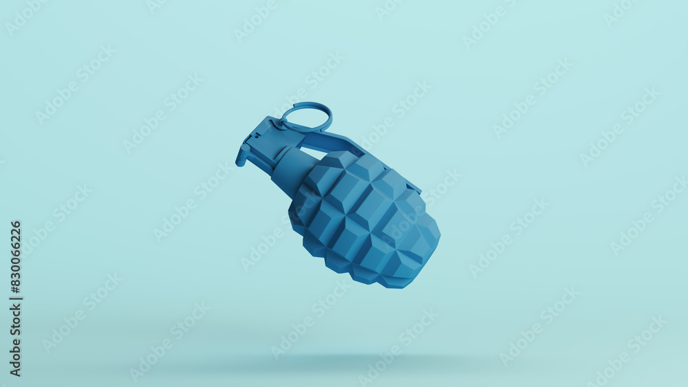 Blue hand grenade weapon military explosive bomb soft tones pale ...
