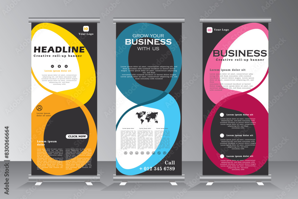 Roll up banner design, vertical banner template design, for brochure ...