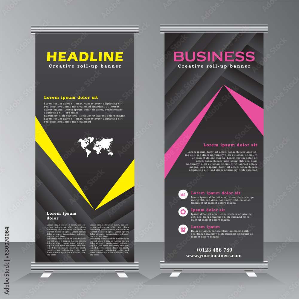 Roll up banner design, vertical banner template design, for brochure ...