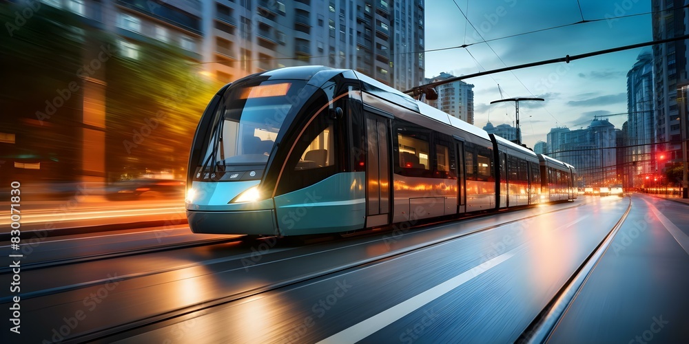 City street car driving symbolizes urban transportation and lifestyle ...