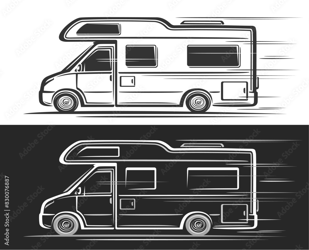 Vector logo for Motorhome, horizontal automotive banners with clip art ...