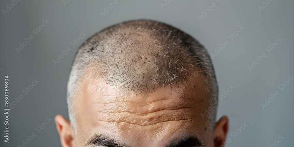 Man with receding hairline showing bald spot and newly transplanted ...