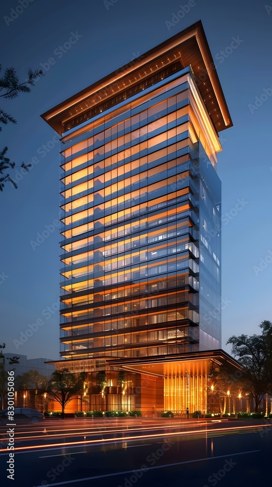 Glass curtain wall high-rise building Stock Illustration | Adobe Stock