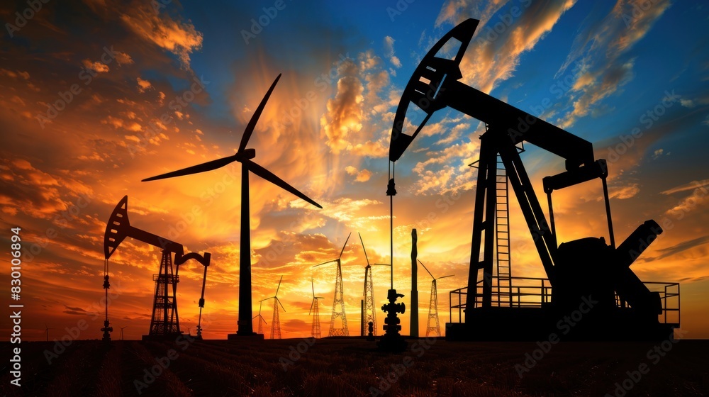 oil and renewable energy such as wind turbines and solar panels ...