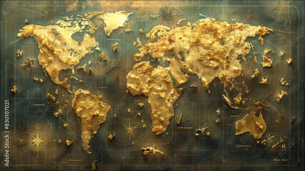 world map showing the major gold deposits on each continent. Using gold ...